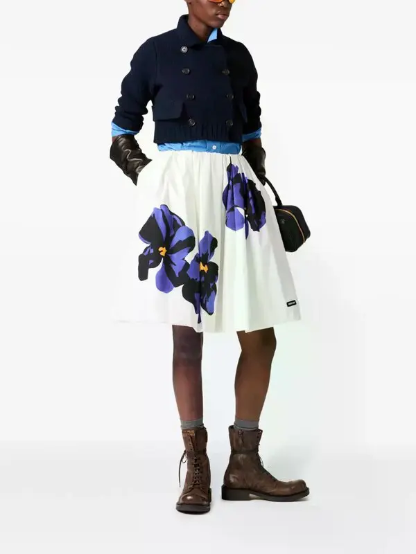 Miu Miu Printed Poplin Midi Skirt