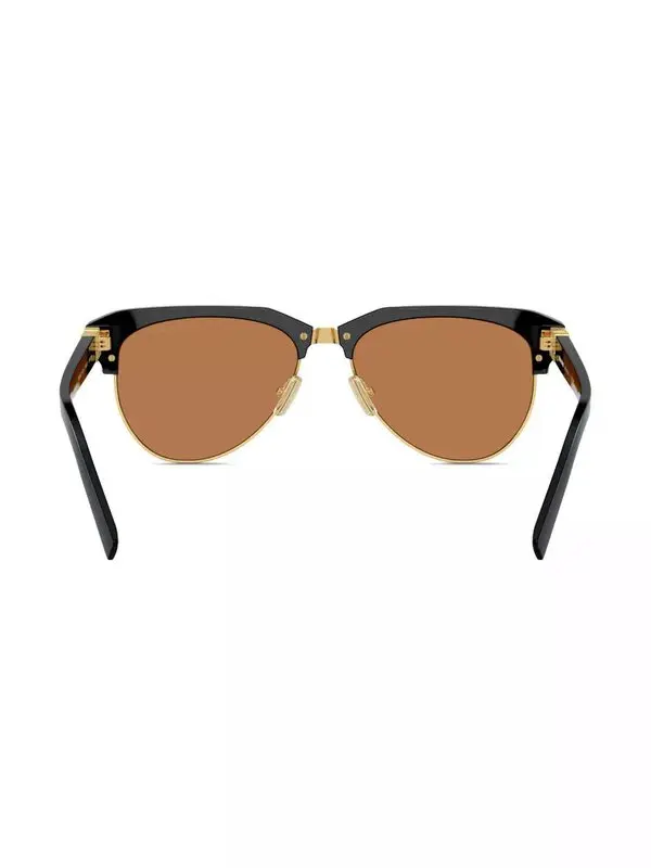Miu Miu Navigator Frame Sunglasses With Gold Tone Logo Lettering
