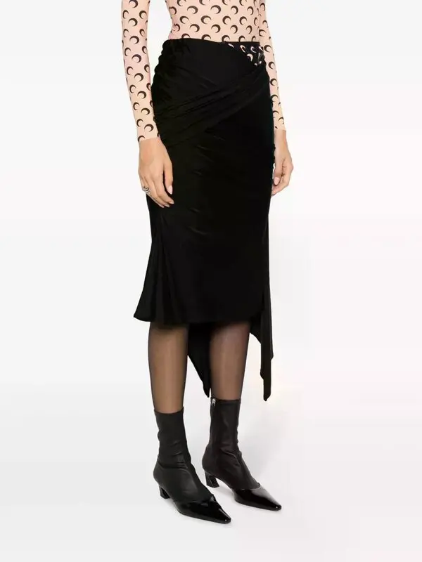 MARINE SERRE Asymmetric Draped Midi Skirt