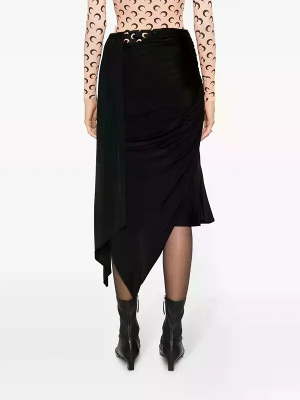 MARINE SERRE Asymmetric Draped Midi Skirt