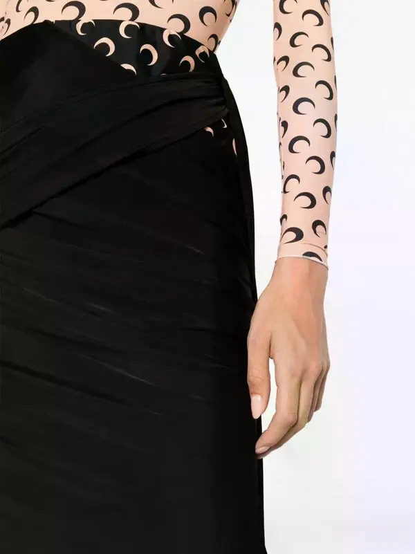 MARINE SERRE Asymmetric Draped Midi Skirt