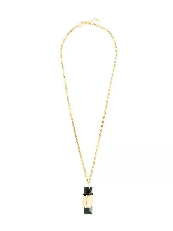 COUP DE COEUR Plated Agate Stone Pendant Necklace - Gold