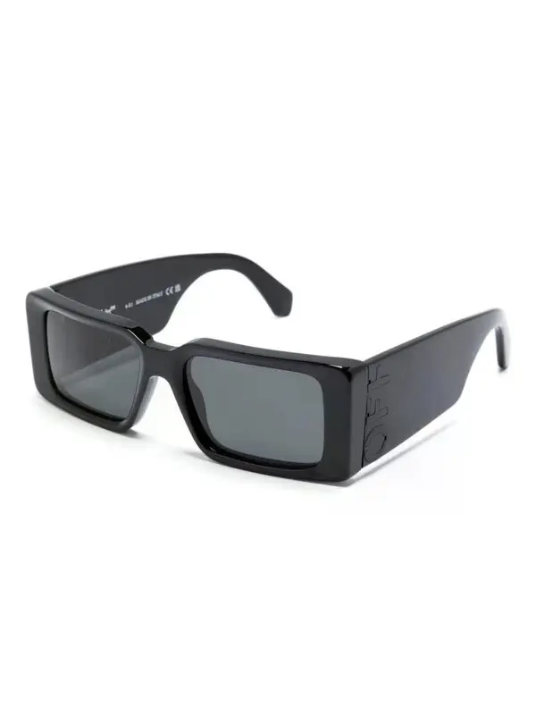 Off-White Logo-engraved Rectangle-frame Sunglasses - Black