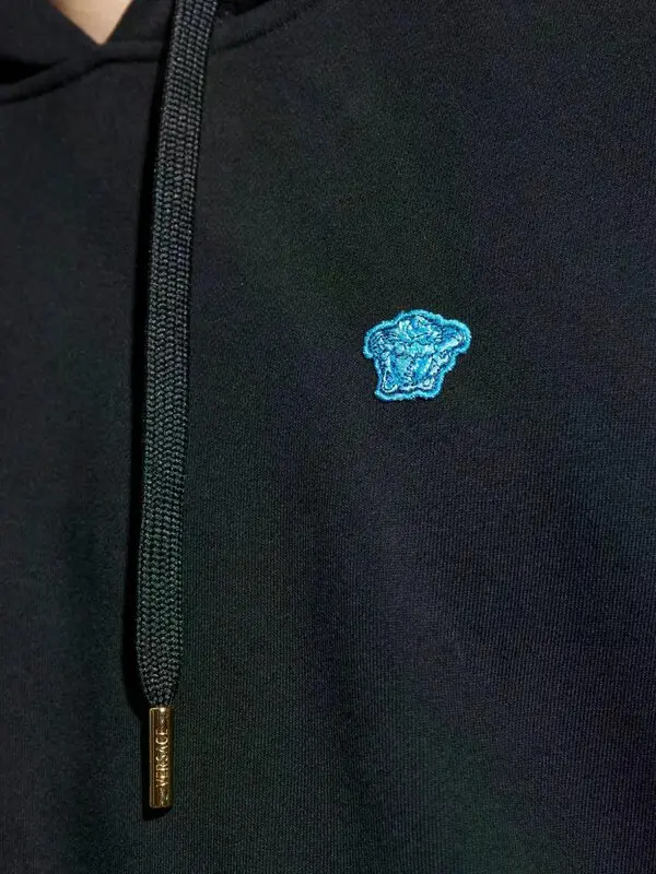Versace Embroidered Logo Cotton Hoodie