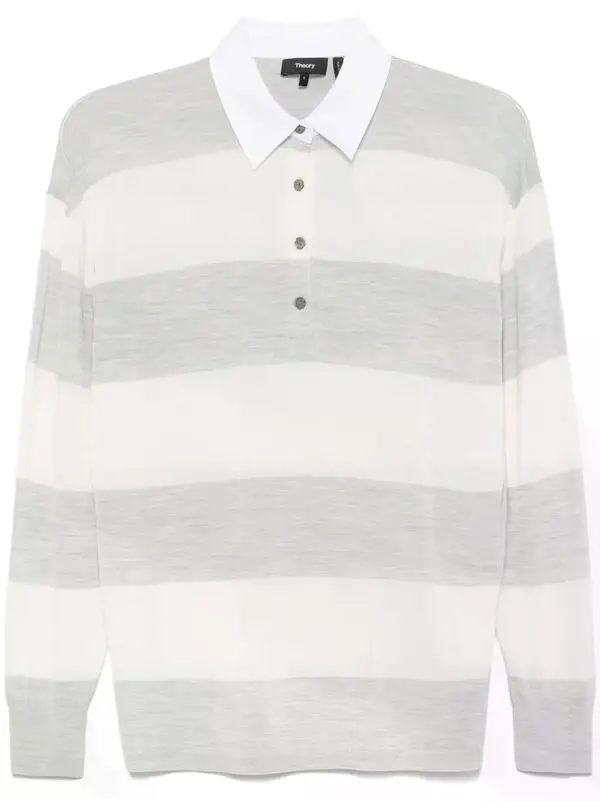 Theory Striped Long Sleeve Polo Top
