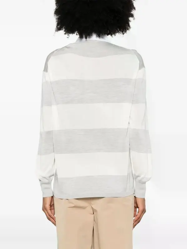 Theory Striped Long Sleeve Polo Top