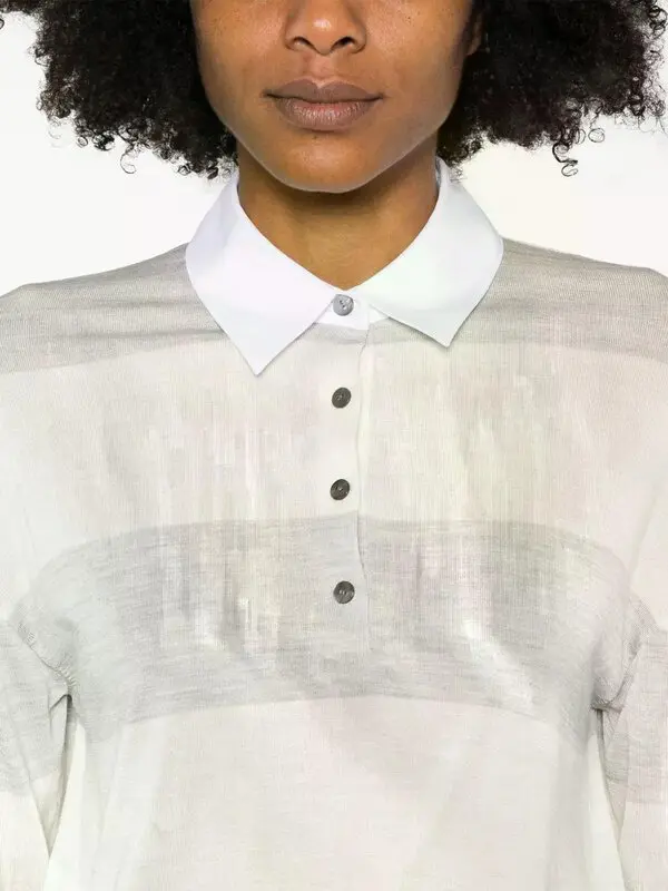 Theory Striped Long Sleeve Polo Top