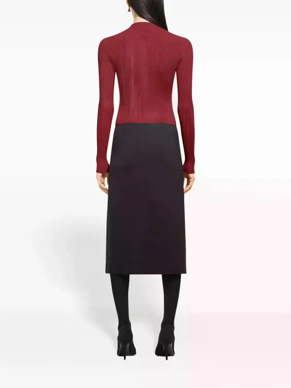 COURREGES Ribbed Knit Mock Neck Sweater