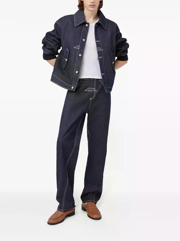 Gcds Raw Wide-leg Jeans - Blue