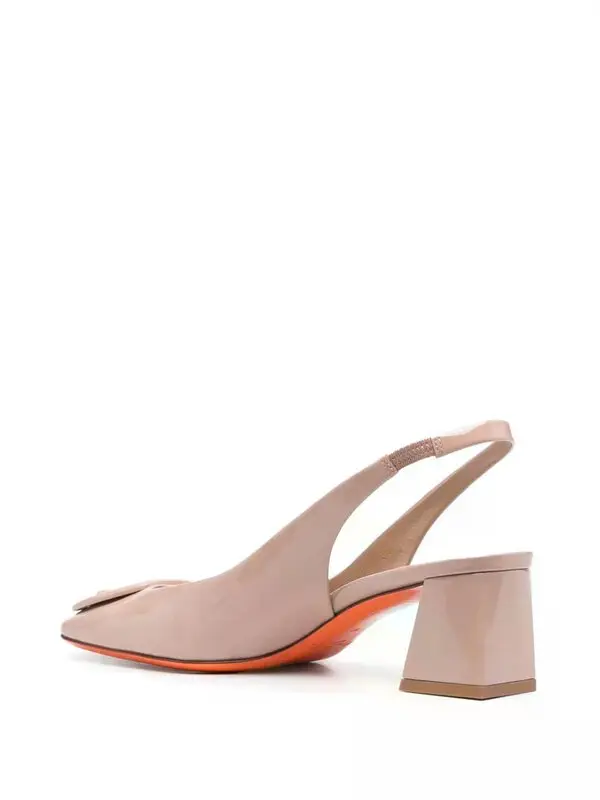 Santoni Patent Leather Slingback Pumps With Decorative Buckle