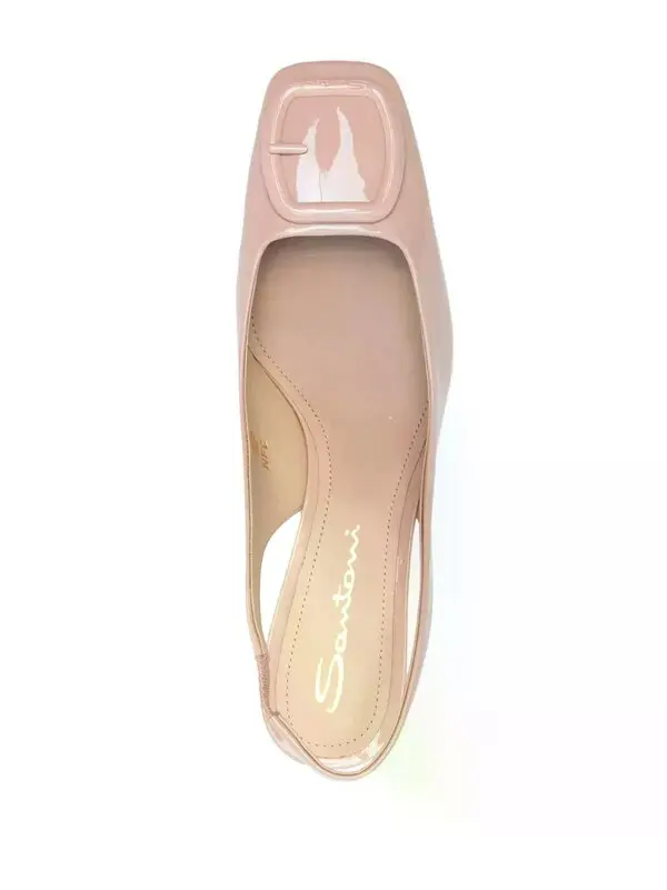 Santoni Patent Leather Slingback Pumps With Decorative Buckle