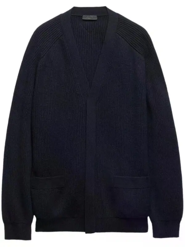 Prada V-neck Cardigan With Rear Logo Patch