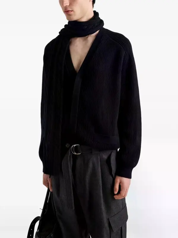 Prada V-neck Cardigan With Rear Logo Patch