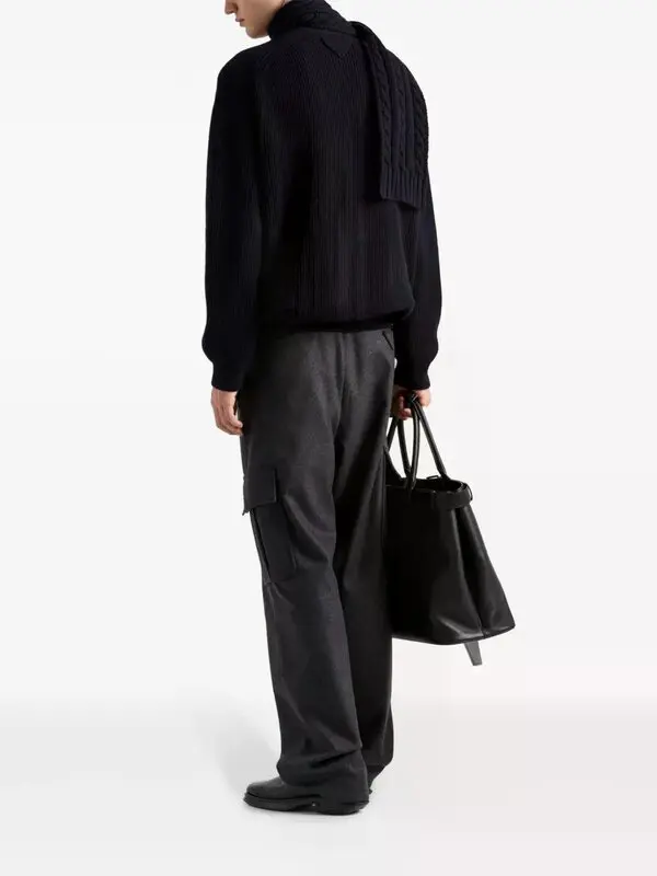 Prada V-neck Cardigan With Rear Logo Patch