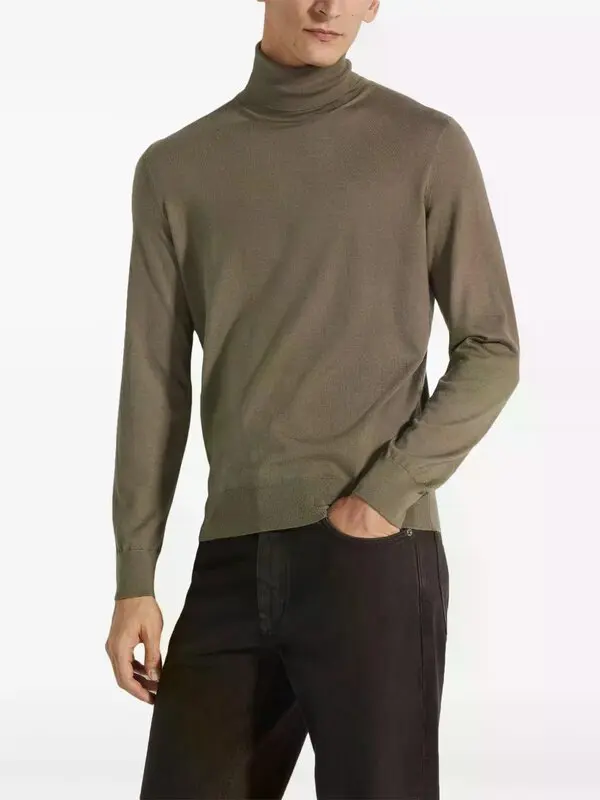 Zegna Cashmere-silk Blend Roll Neck Jumper - Green