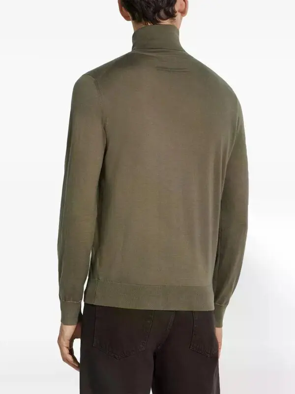 Zegna Cashmere-silk Blend Roll Neck Jumper - Green