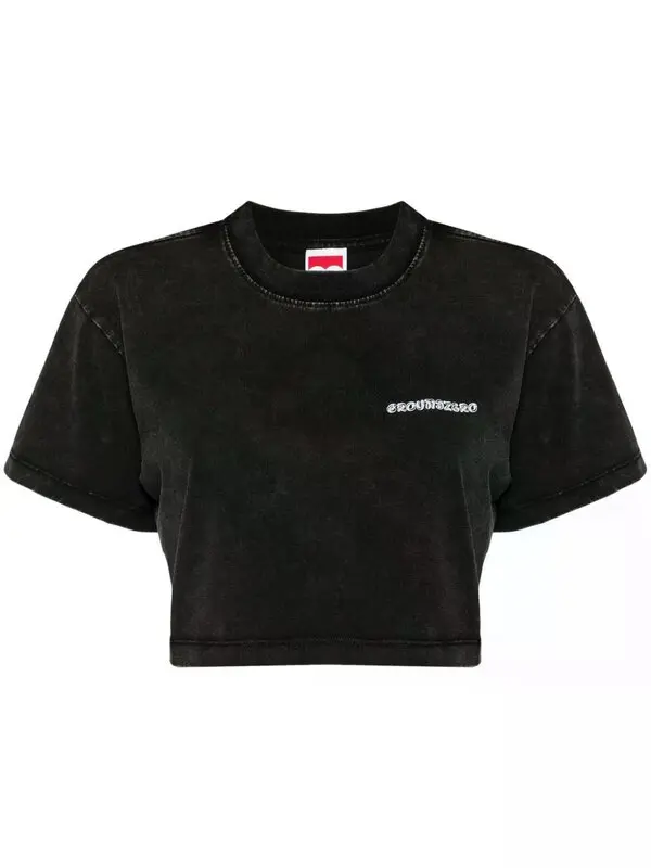 GROUND ZERO Cropped T-shirt With Logo Print