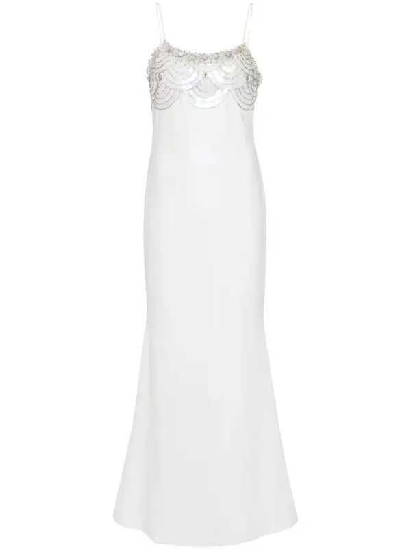 Amen Crystal-embellished Crepe Maxi Dress - White