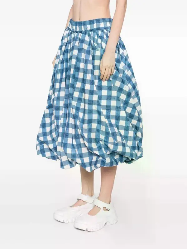 STORY MFG. Gingham Check Puffball Hem Skirt