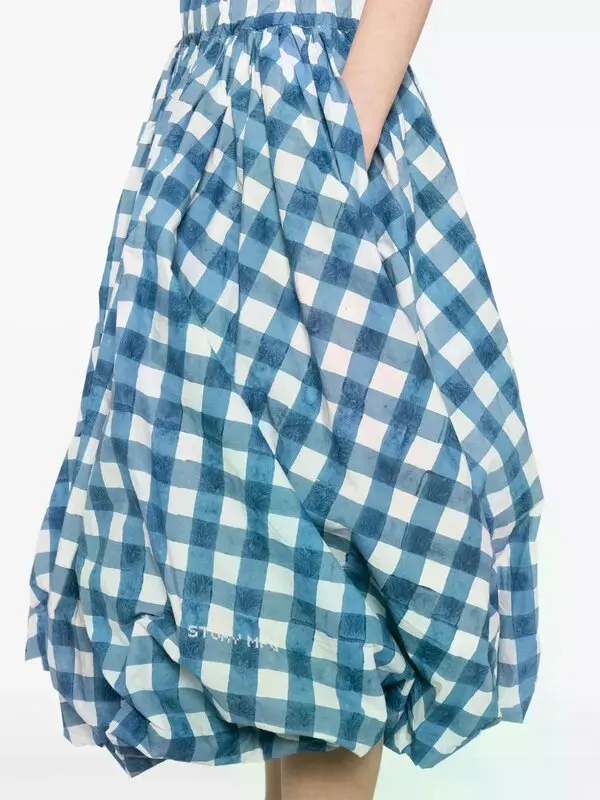 STORY MFG. Gingham Check Puffball Hem Skirt