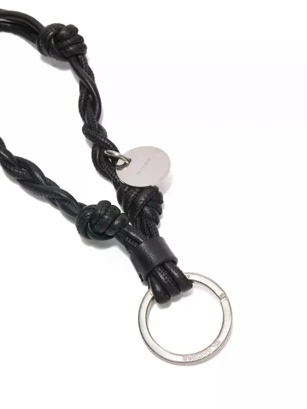 JIL SANDER Knot-detail Leather Keyring - Black