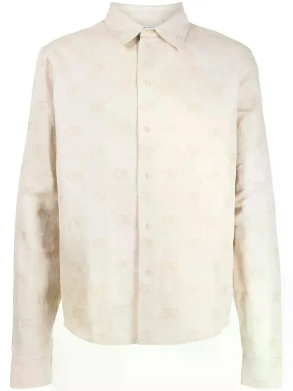 Off-White Logo-jacquard Cotton-linen Shirt