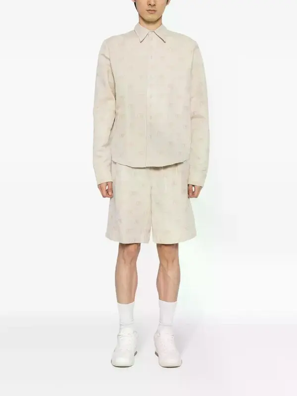 Off-White Logo-jacquard Cotton-linen Shirt