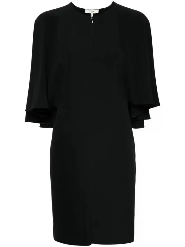 Chloé Draped Detail Cady Mini Dress - Black