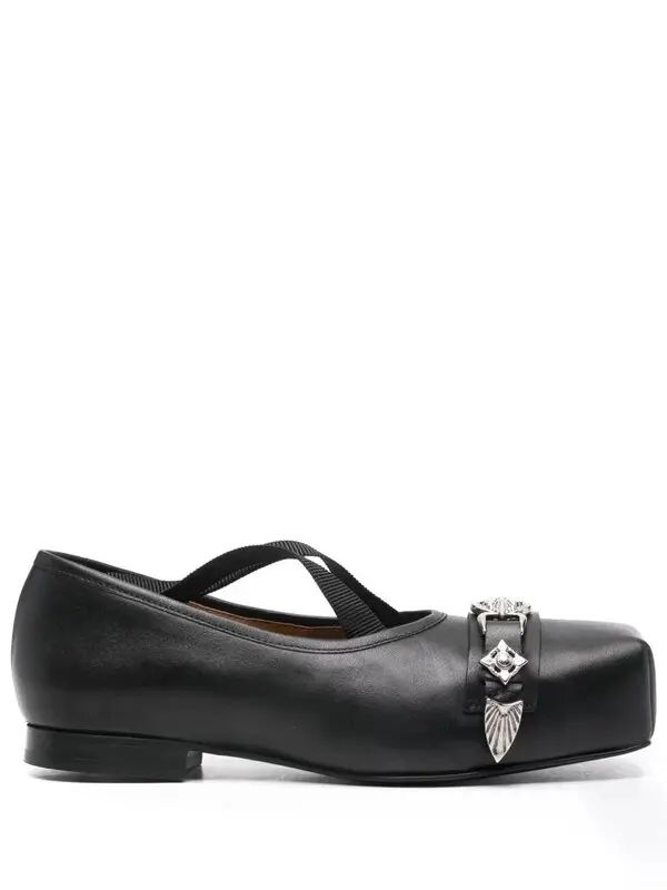 Toga Leather Metallic Detail Ballet Flats