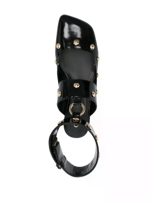 Chloé Studded Calf Leather Ankle Strap Sandals - Black
