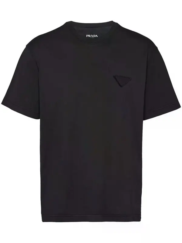 Prada Logo-patch Cotton T-shirt - Black