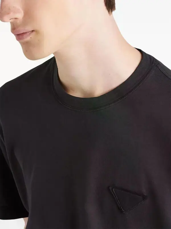Prada Logo-patch Cotton T-shirt - Black