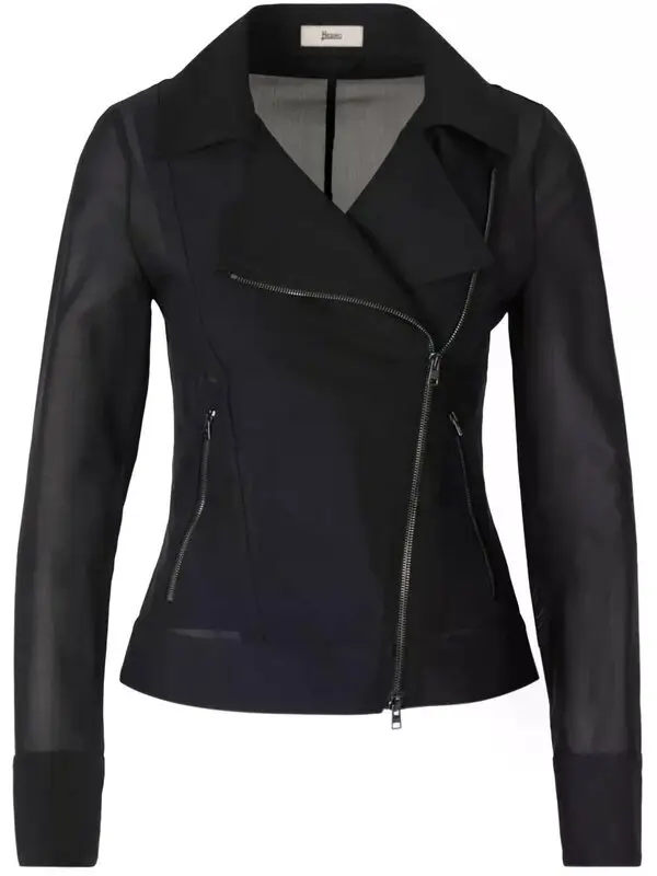 Herno Zip-up Biker Jacket - Black