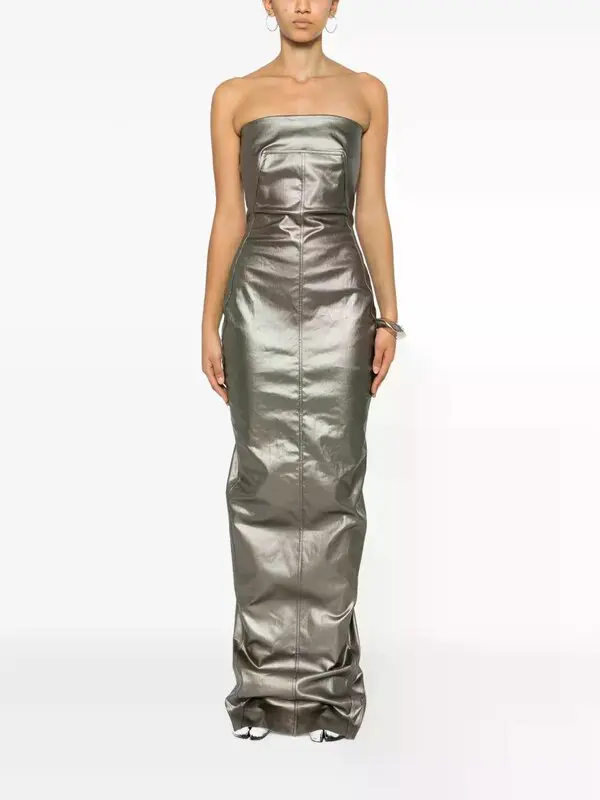 Rick Owens Coated Strapless Bustier Gown - Grey