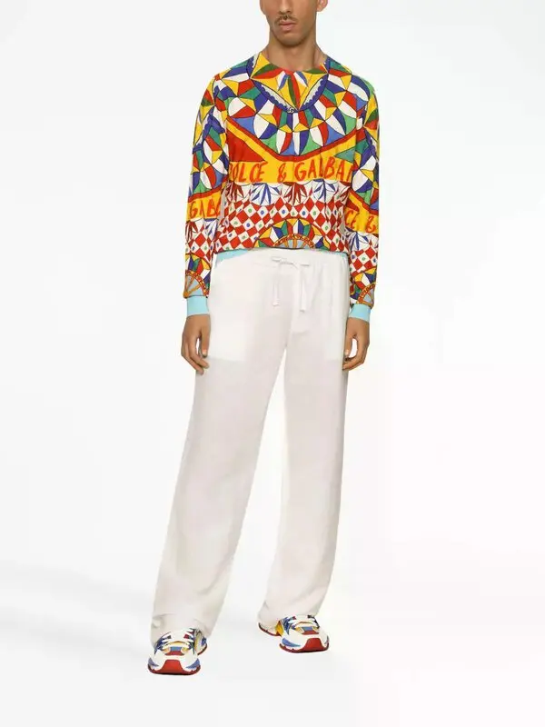 Dolce & Gabbana Geometric Print Silk Jumper - Blue