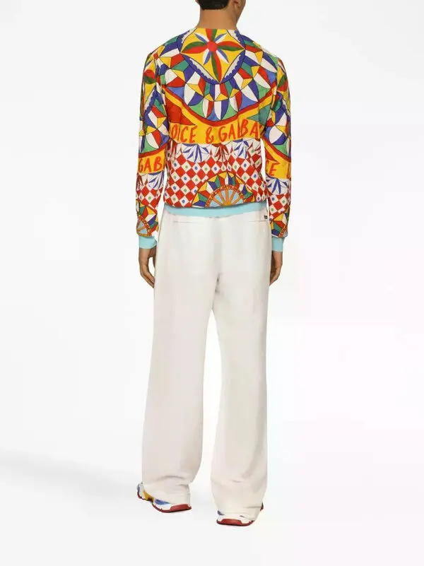 Dolce & Gabbana Geometric Print Silk Jumper