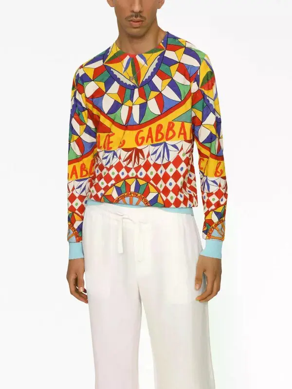 Dolce & Gabbana Geometric Print Silk Jumper