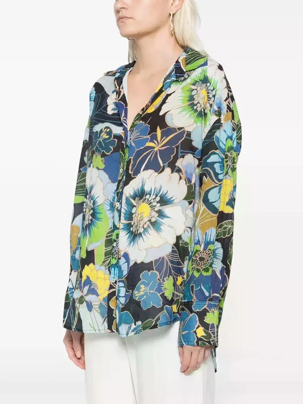 Johnny Was Jenn Floral Print Ramie Shirt