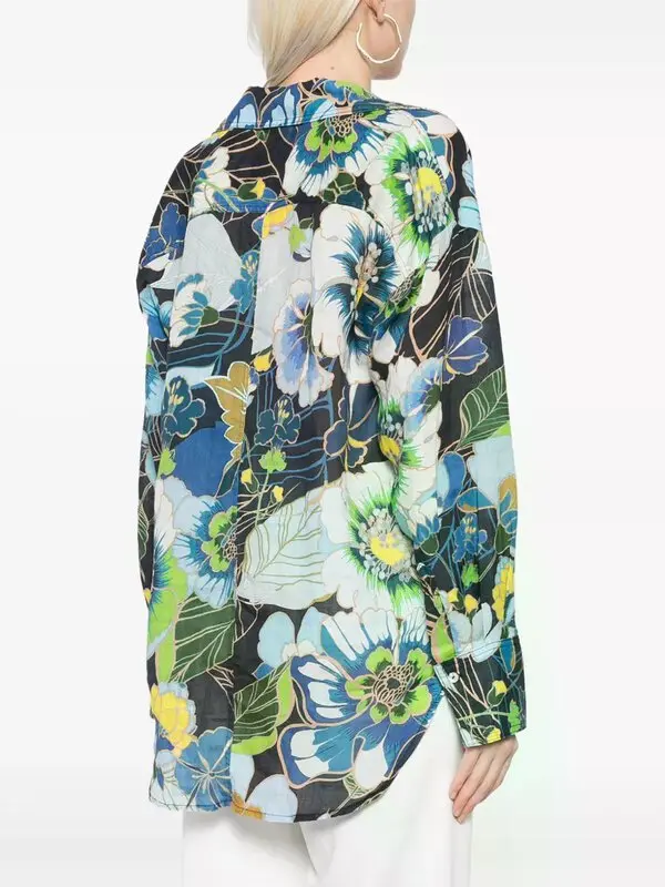 Johnny Was Jenn Floral Print Ramie Shirt