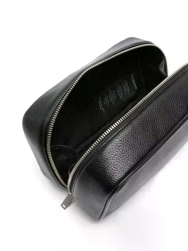 Sandro Logo-print Leather Wash Bag