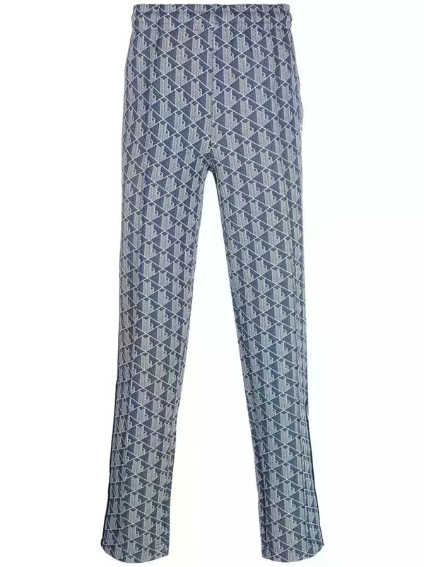 Lacoste Jacquard Monogram-pattern Track Pants - Blue