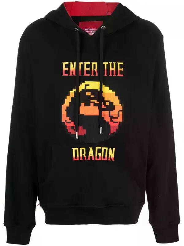 MOSTLY HEARD RARELY SEEN 8-BIT Text-print Cotton Hoodie - Black