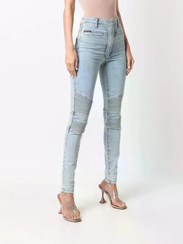 Philipp Plein Iconic High Waisted Biker Jeans