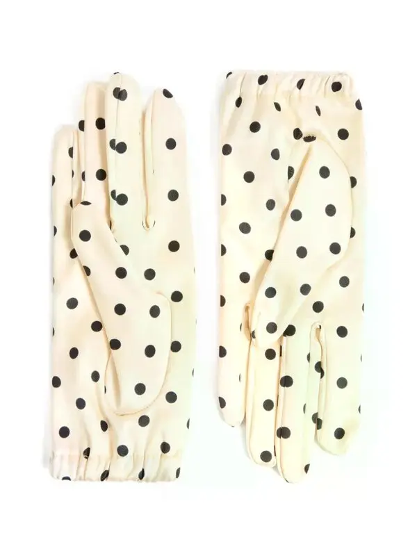 Valentino Garavani Vlogo Signature Polka-print Silk Gloves - Neutrals