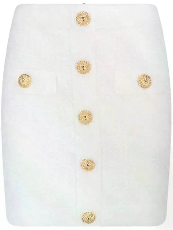 Balmain Bouclé Mini Skirt - White