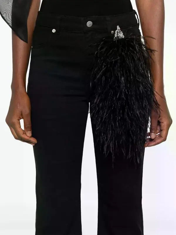 LOULOU Cotton Denim Feather Detail Jeans
