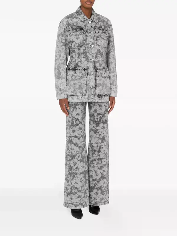 Moschino Floral-print Stonewashed Cotton Jacket