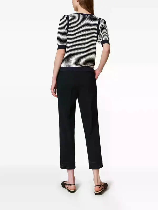 TWINSET Embroidered Straight-leg Cropped Trousers