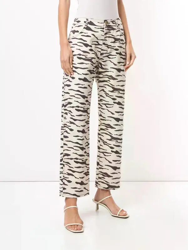 REJINA PYO Tiger Print Straight Trousers