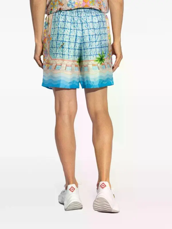 Casablanca Le Plongeon Silk Shorts - Blue